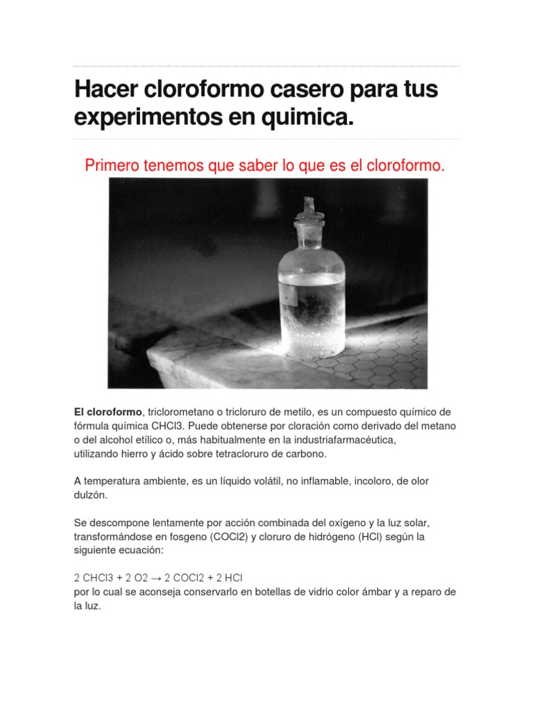 Cloroformo Usos