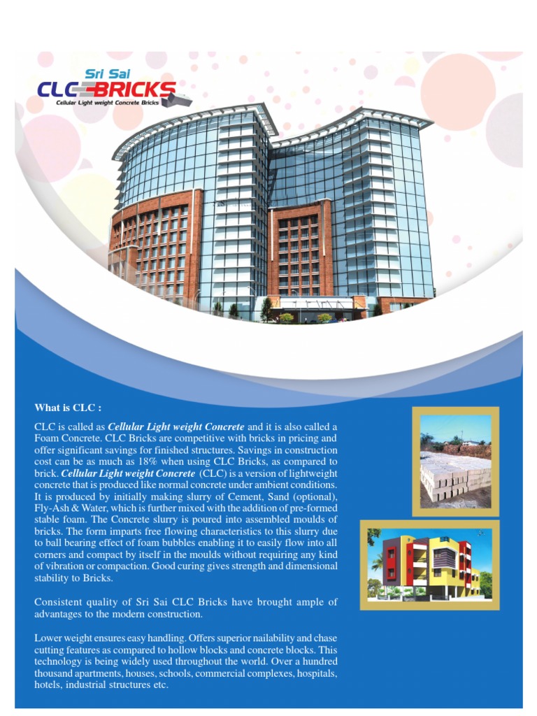 CLC Bricks: Cost-Effective Building Solution | PDF | Brick | Concrete