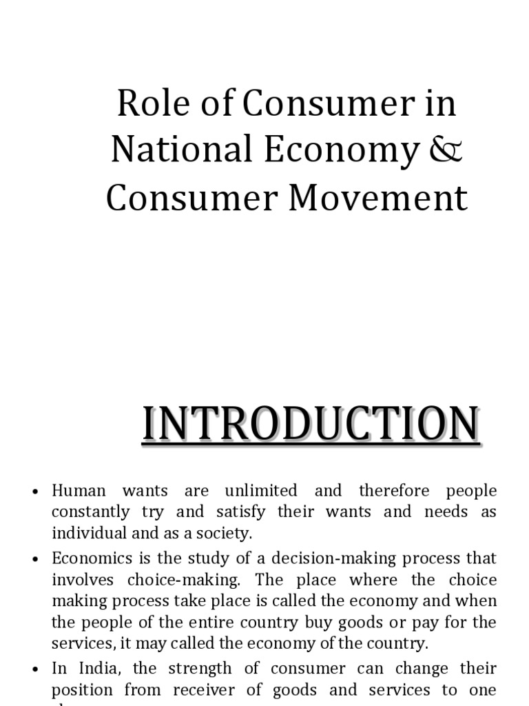 Role of Consumer in National Economy & Consumer Movement | PDF | Sales ...