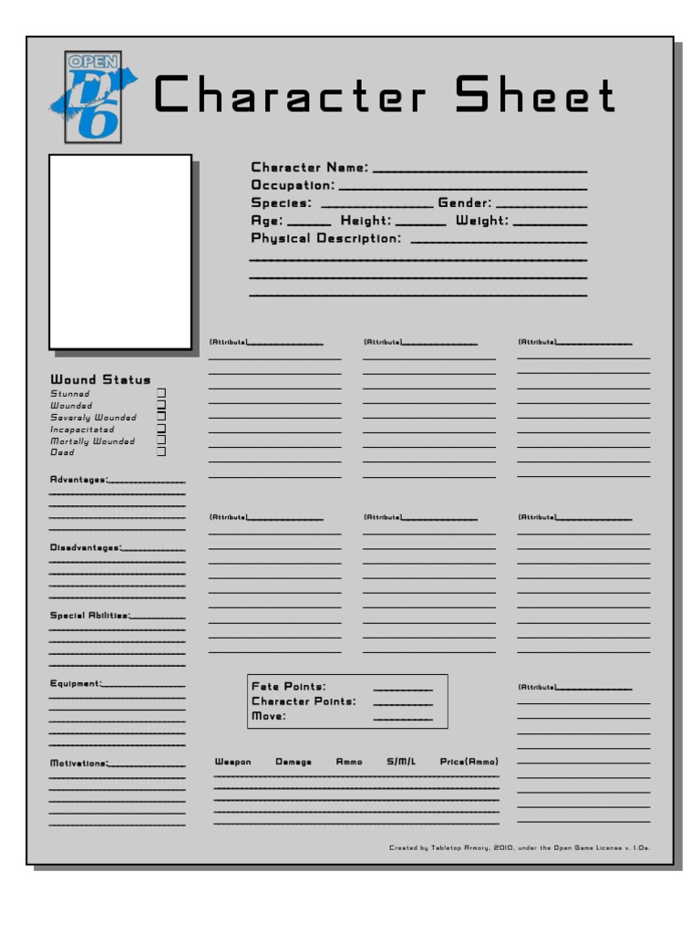 OpenD6 Character Sheet | Download Free PDF | License | Derivative Work