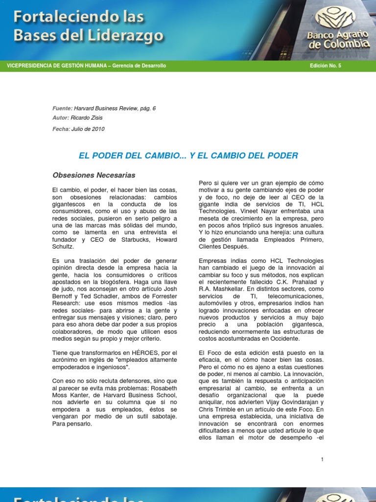 El Poder Del Cambio y El Cambio Del Poder | PDF | Innovación | Business