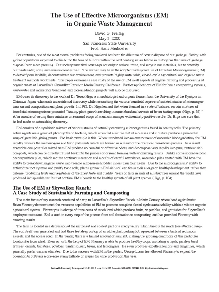 The Use of Effective Microorganisms (EM) | PDF | Compost | Organic Farming