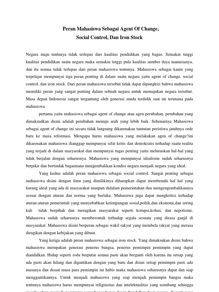 Peran Mahasiswa Sebagai Agent of Change | PDF