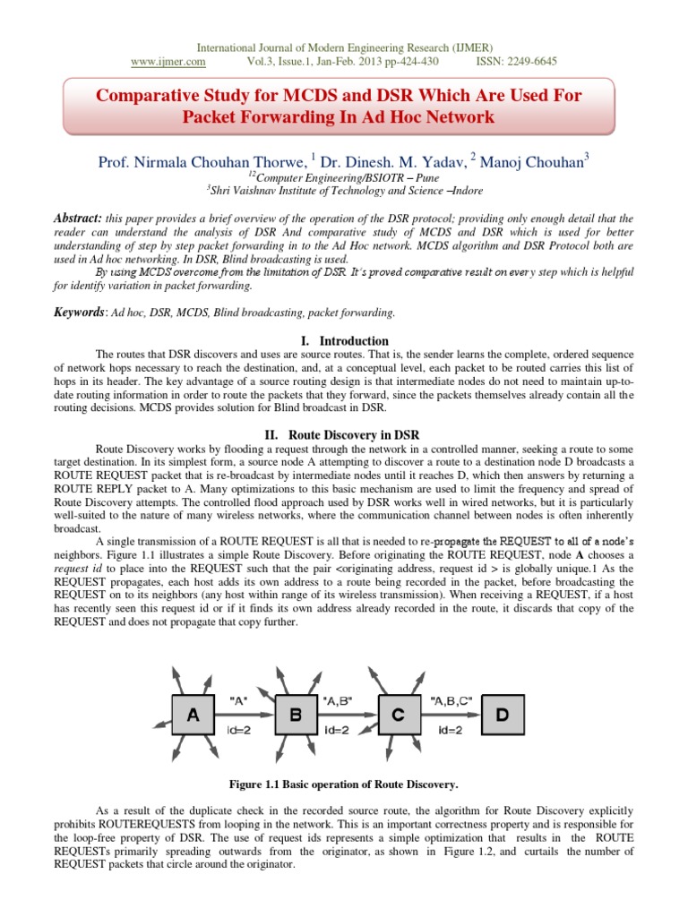 Comparative Study For MCDS and DSR Which Are Used For Packet Forwarding in Ad Hoc Network | PDF ...
