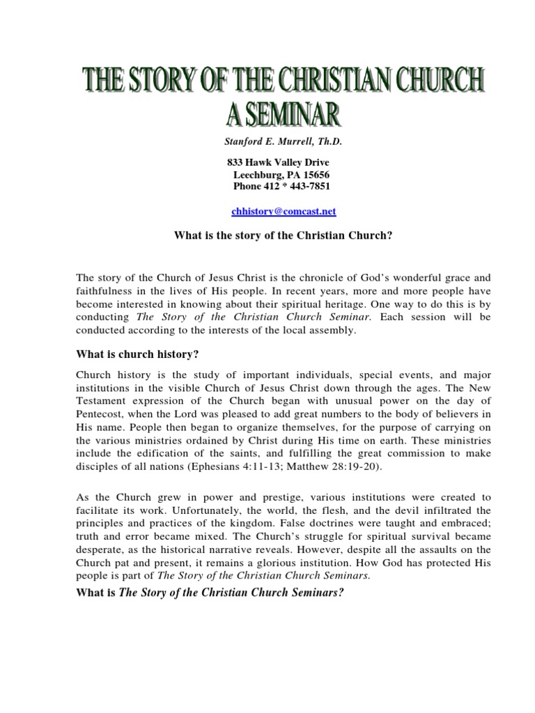 Church History Seminar Overview | PDF | Holiness Movement | Christian ...