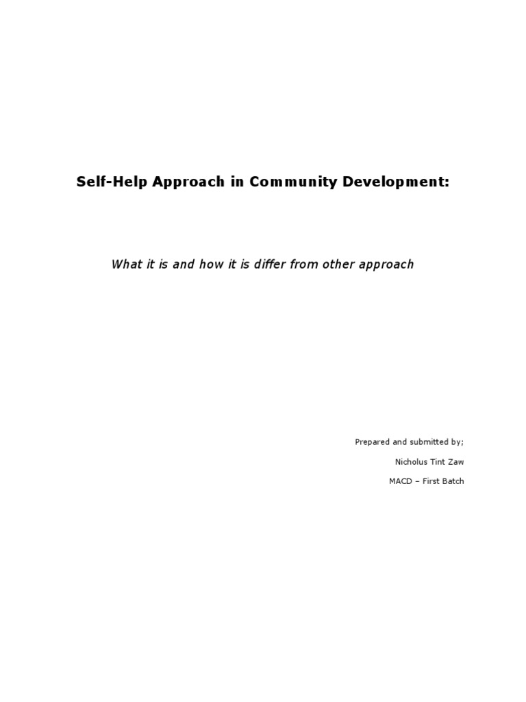 Self Help Approach Assignment | PDF | Mediation | Community Development