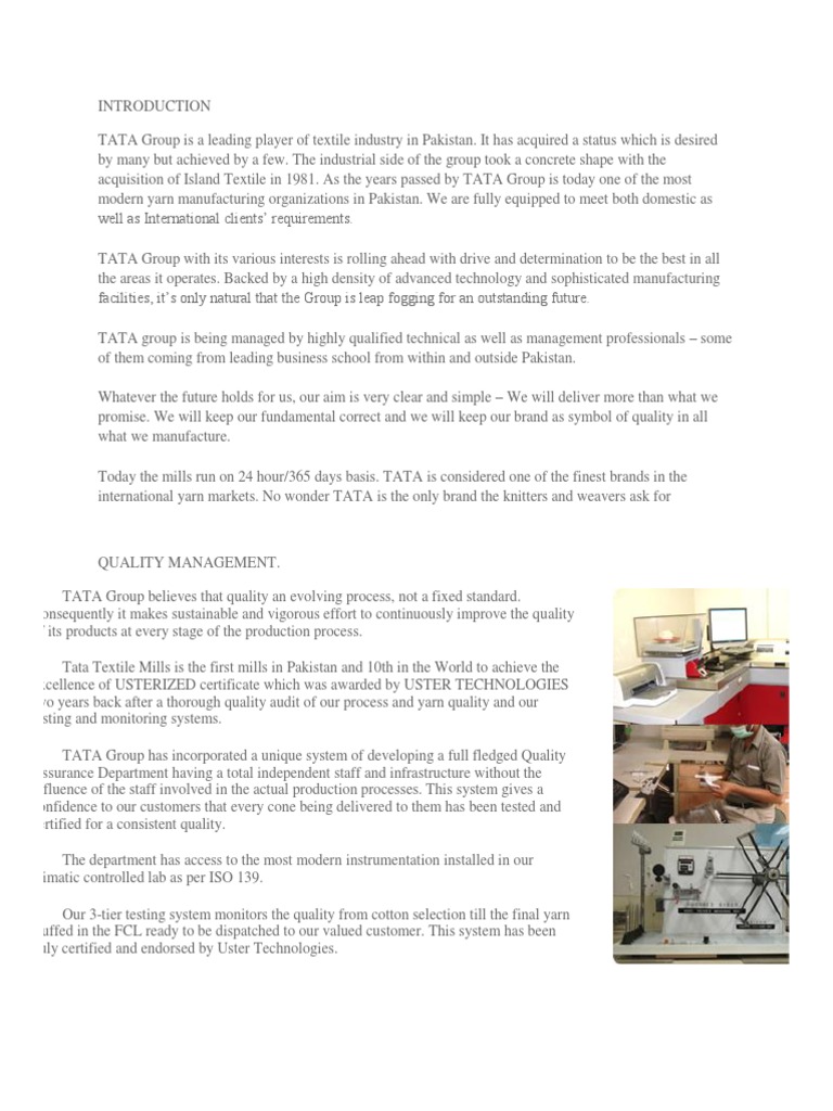 Tata Textile Introduction | PDF | Yarn | Cotton