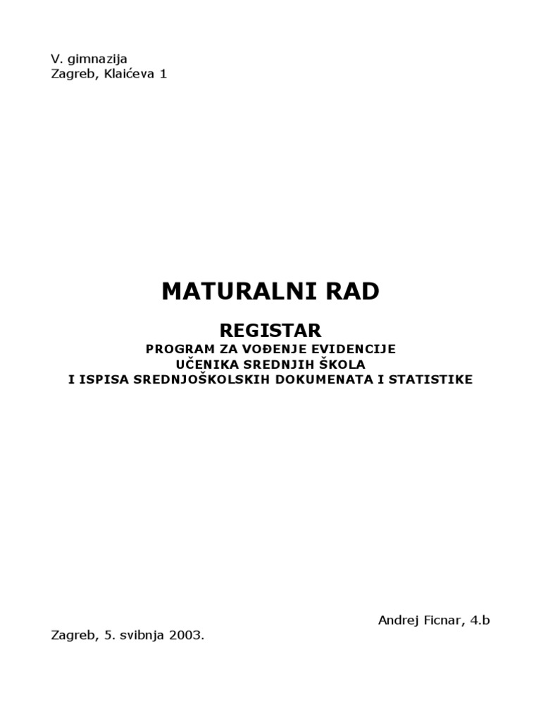 Maturalni Rad Delphi 7 | PDF