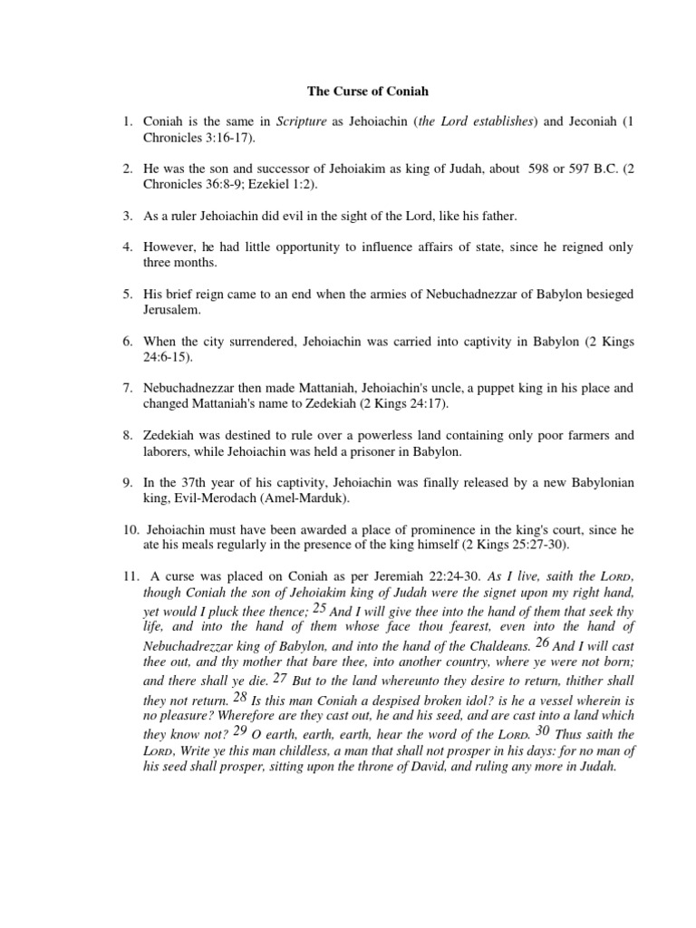 Curse of Coniah | PDF | Books Of The Hebrew Bible | Old Testament People