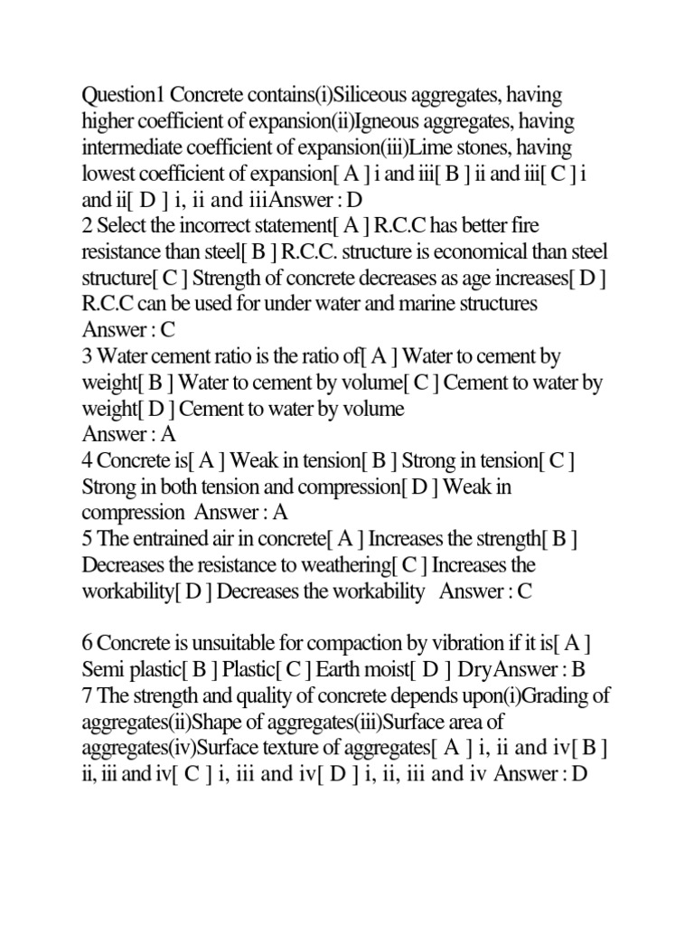 Civil Engineering Competitive Questions | PDF | Concrete | Beam (Structure)