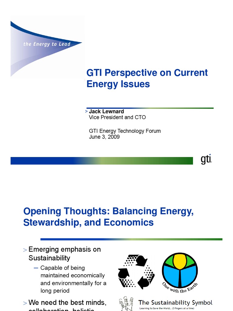 EnergyTech2009 GTI Perspective Current Energy Issues | PDF | Low Carbon ...