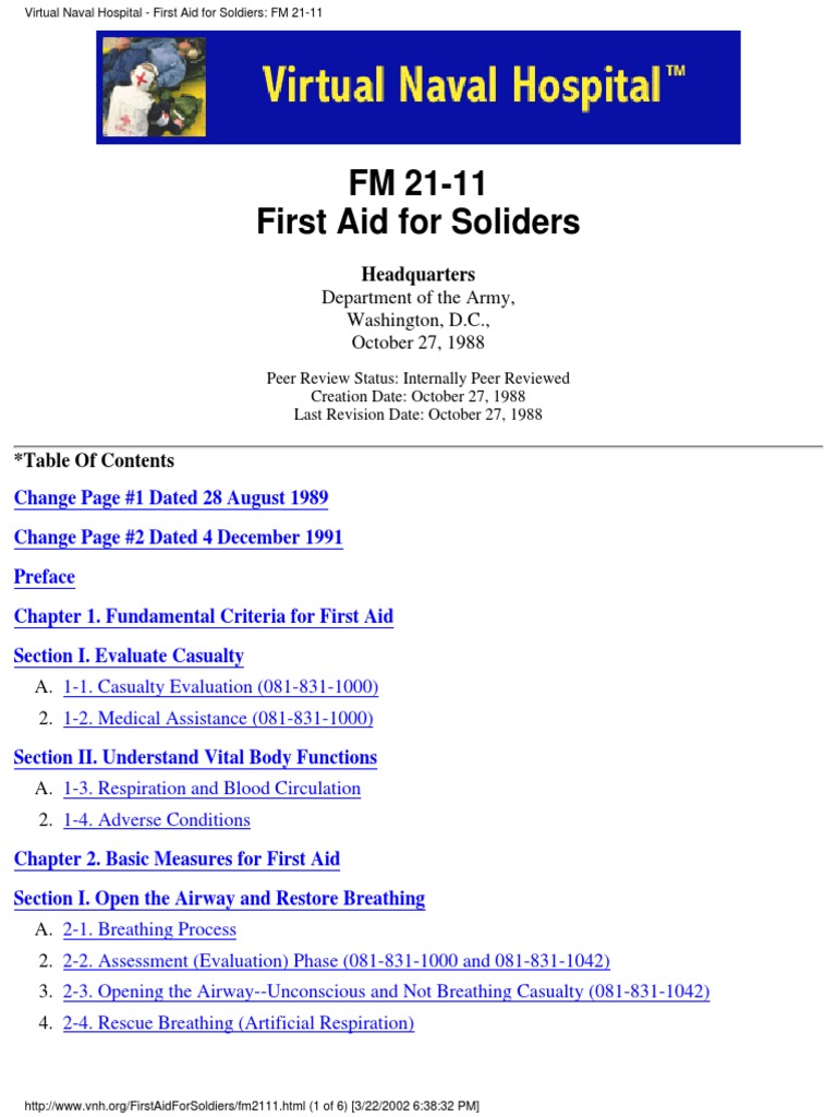 Army First Aid For Soldiers | PDF