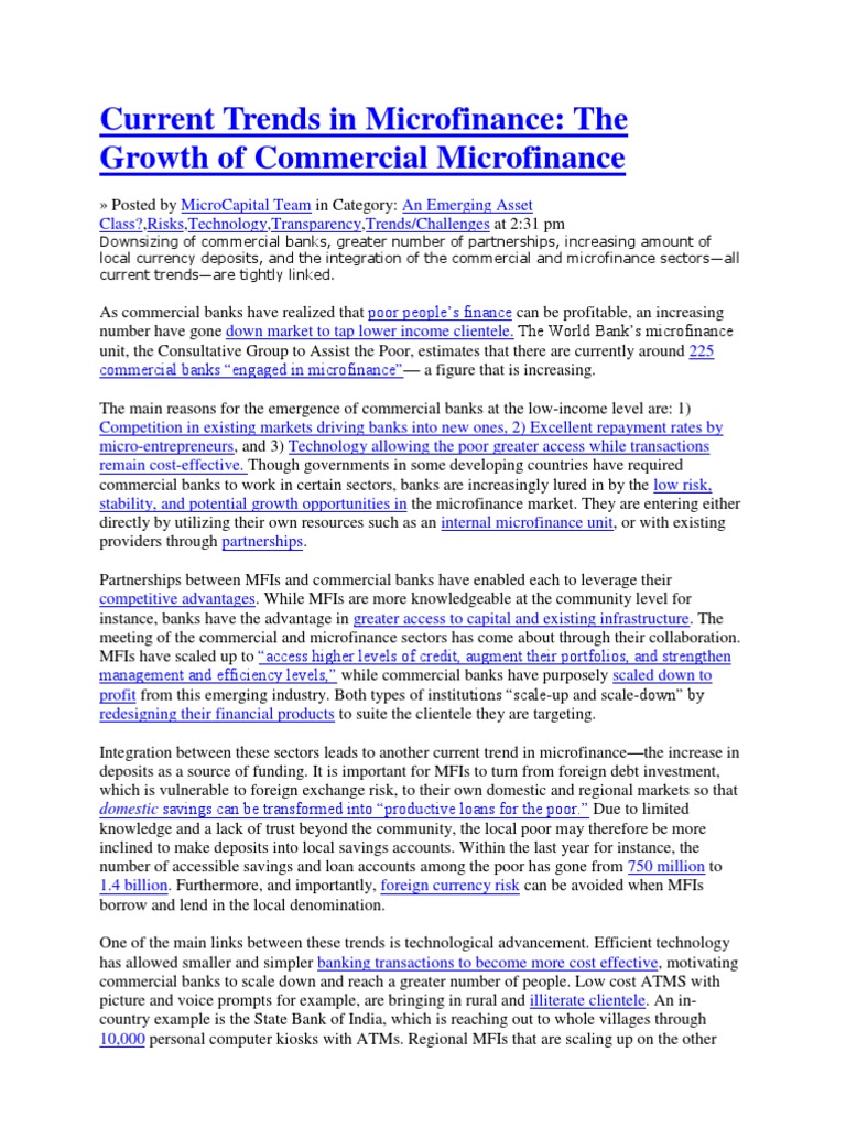 Trends in Commercial Microfinance Growth | PDF | Microfinance | Banks