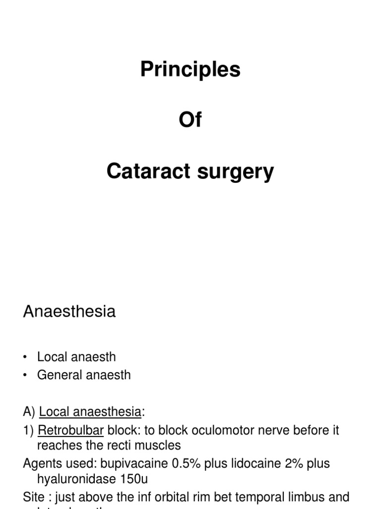Principles of Cataract Surgery Techniques | PDF | Surgery | Medical ...