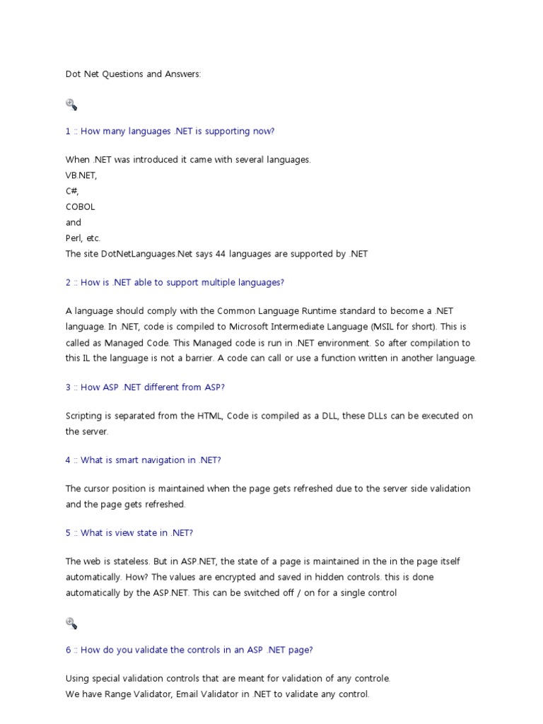 Dot Net Questions and Answers | PDF | Component Object Model | Class ...
