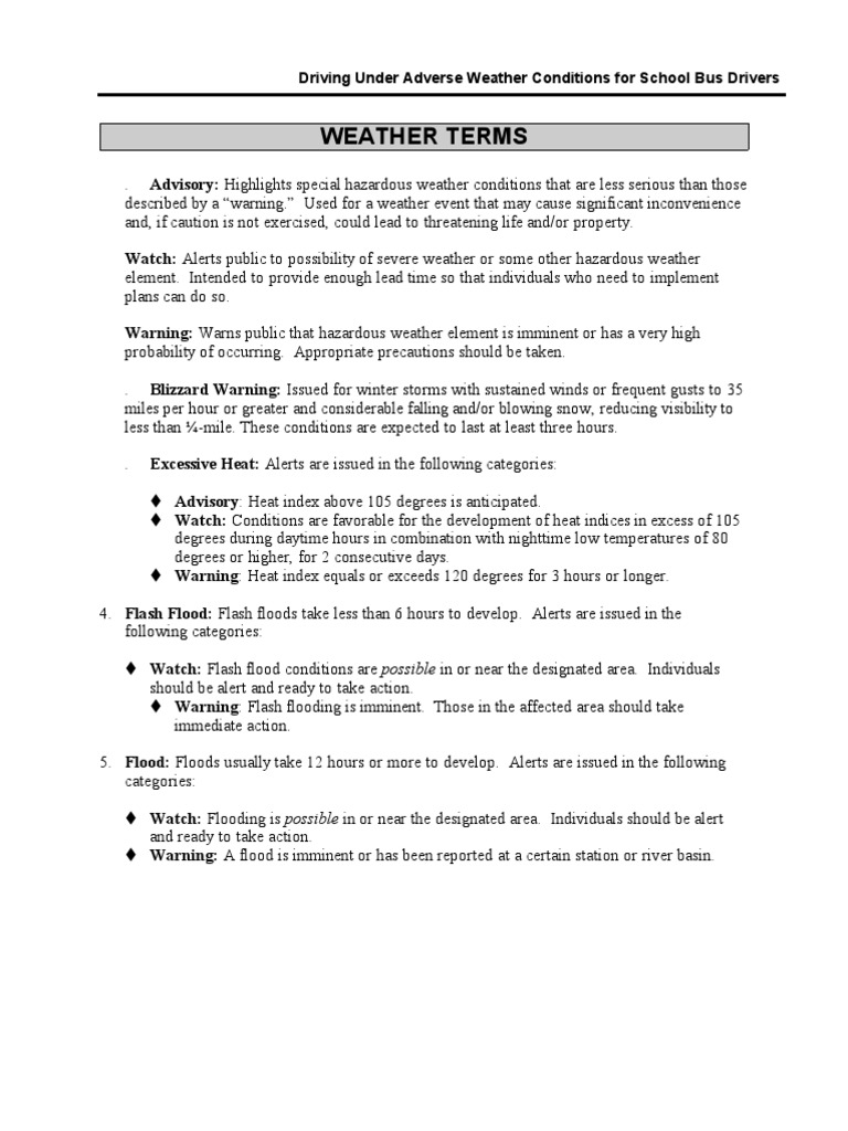 Adverse Weather Handout 1 | PDF | Thunderstorm | Flood