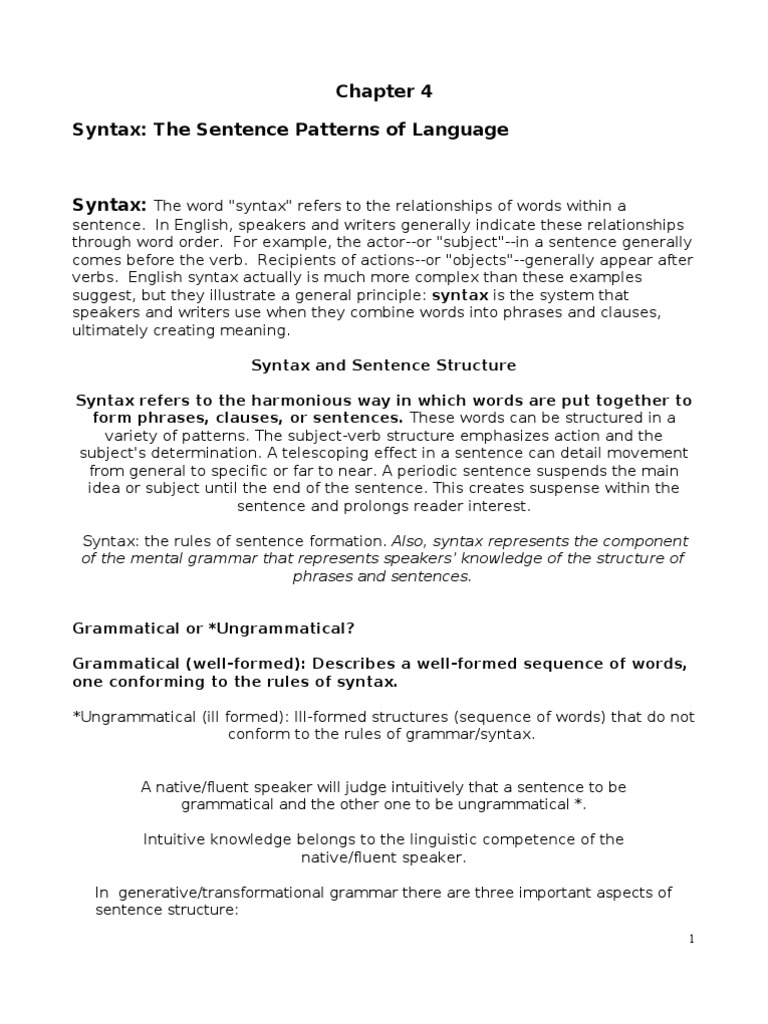 Chapter 4-Handout | PDF | Phrase | Syntax