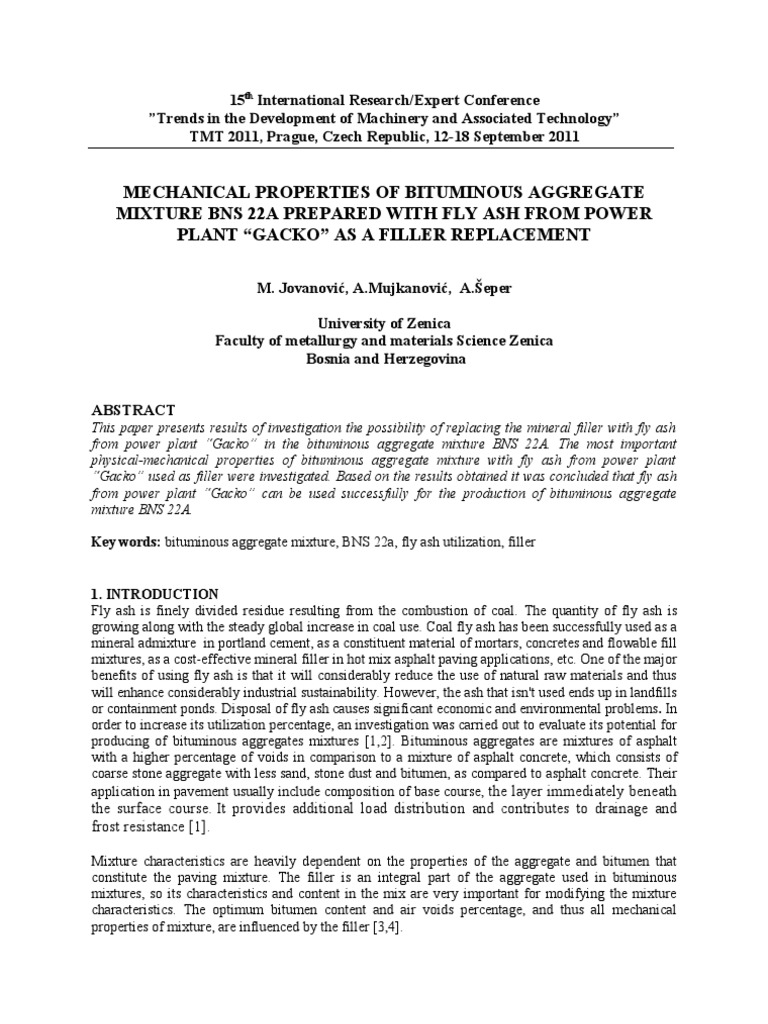 Mechanical Properties of Bituminous Aggregate Mixture BNS 22a Prepared ...
