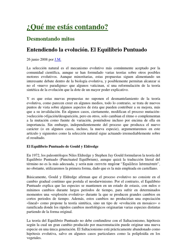 El Equilibrio Puntuado | PDF | Evolución | Especies