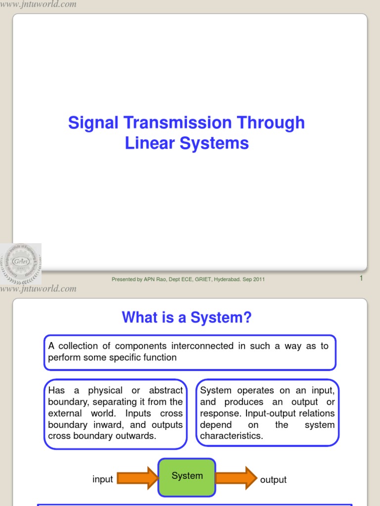 SSP PT Signal Transmission Through Linear Systems | PDF | Bandwidth ...