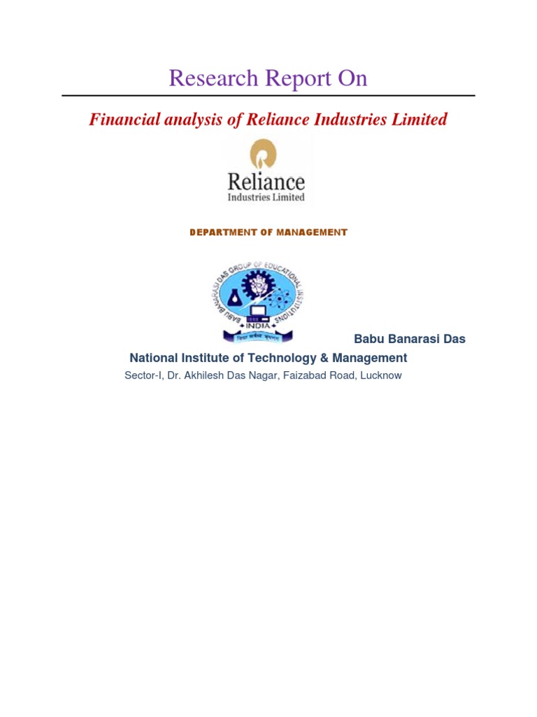 Financial Analysis of Reliance Industries | PDF | Financial Capital ...