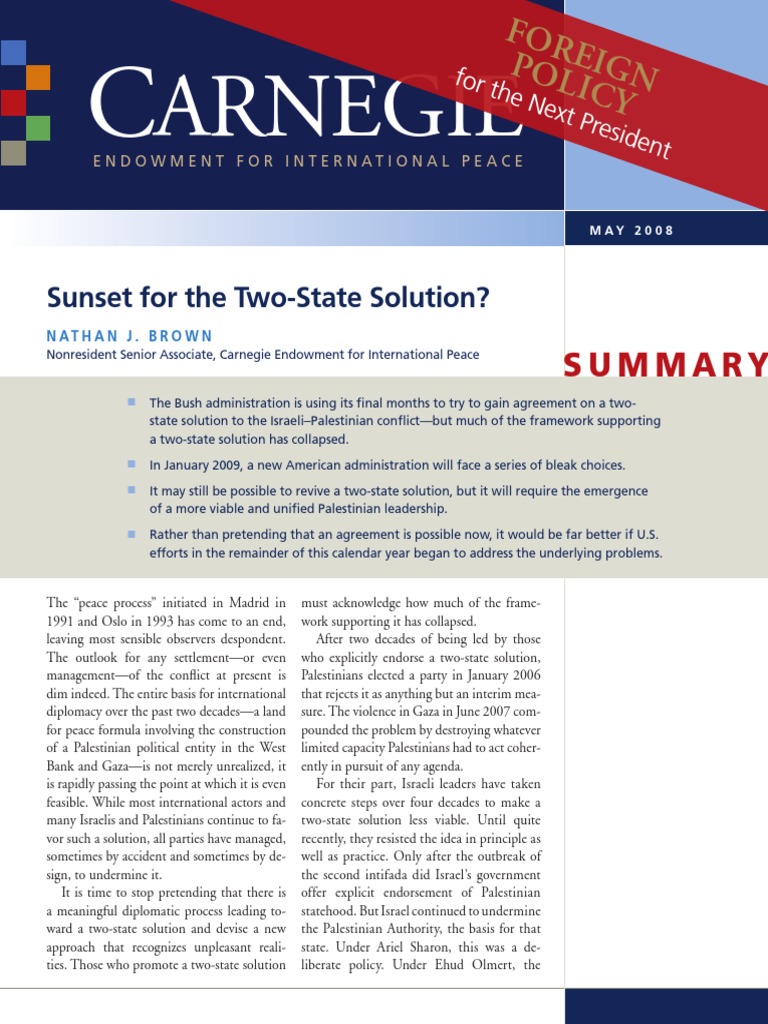 Sunset For The Two-State Solution? | PDF | Palestinian National ...