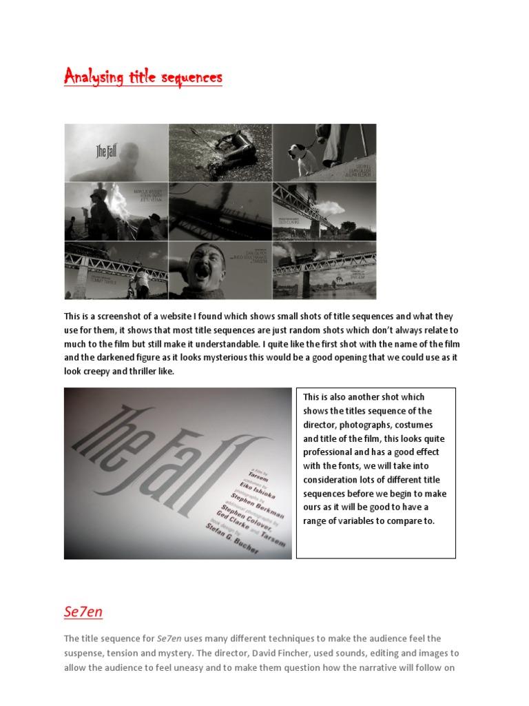 Analysing Title Sequences | PDF | Thriller (Genre) | Leisure