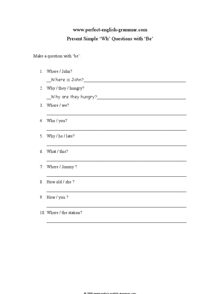 Present Simple Wh Questions Pdf