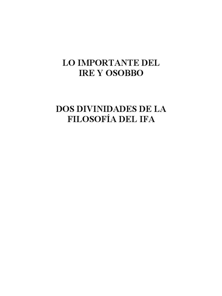 Ire y Osobbo Filosofia de Ifa | PDF | Santeria | Verdad