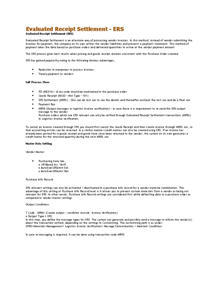 Evaluated Receipt Settlement Pdf Invoice Receipt 7841