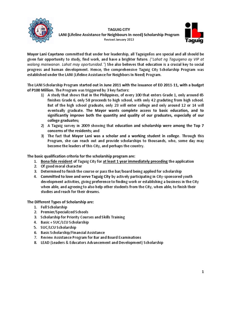 Briefer - LANI Scholarship Program - Rev.1.4.2013 | PDF | Secondary School | Thesis
