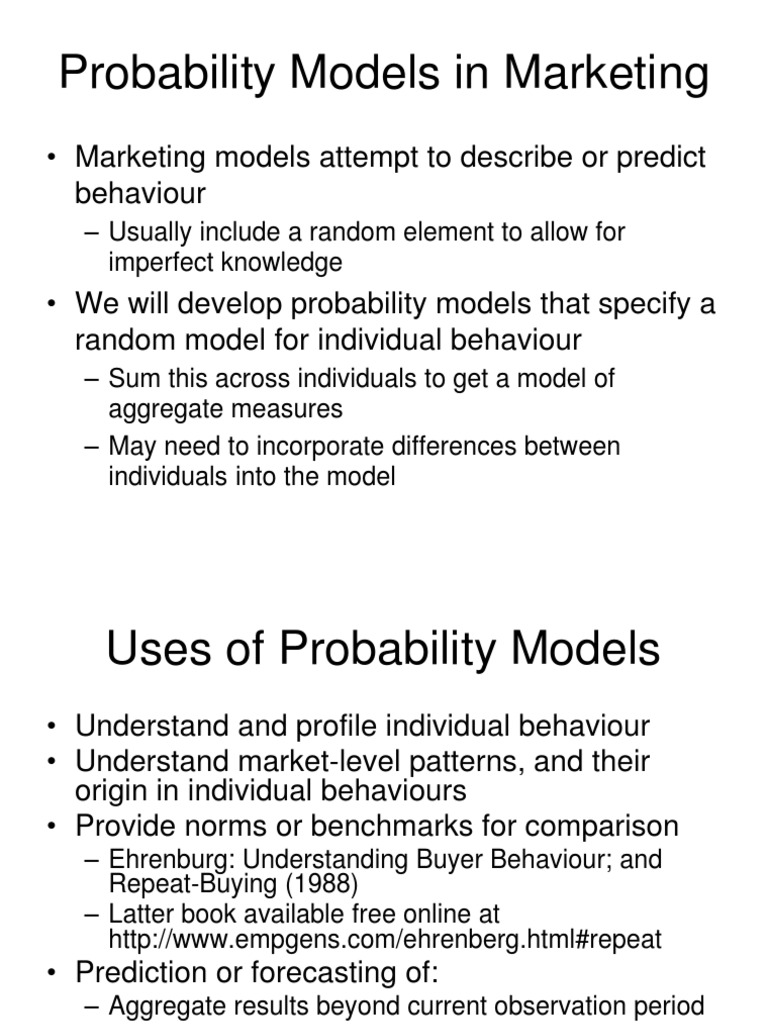 Probability Models in Marketing | Probability Theory | Statistics ...