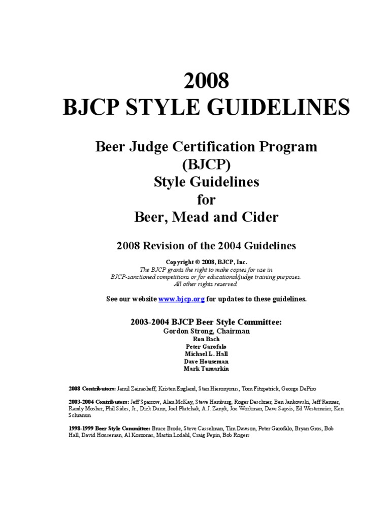 2008 BJCP Style Guidelines: Beer Judge Certification Program (BJCP ...