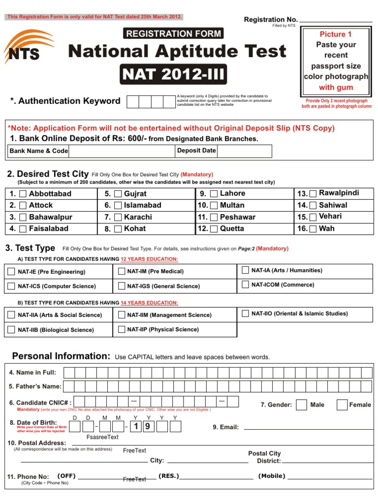NTS Form | PDF | Photograph | Science