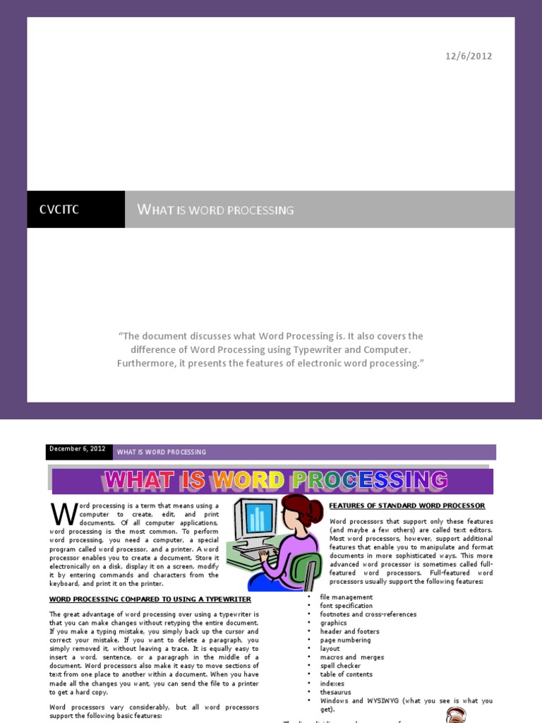 What Is Word Processing | PDF | Word Processor | Typewriter