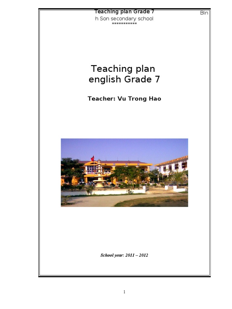 Teaching Plan Grade 7 | PDF | Lesson Plan | Linguistics