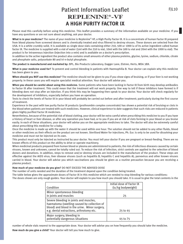 Replenine | PDF | Syringe | Hepatitis