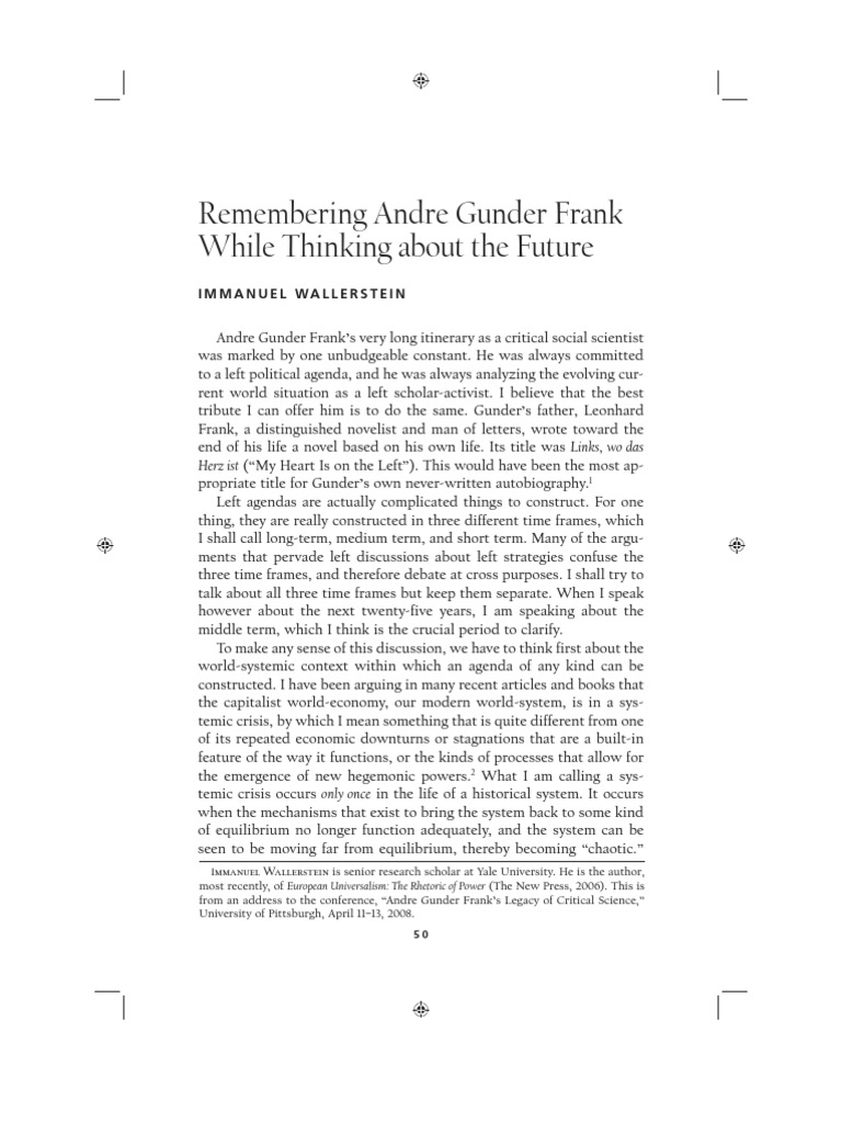 Remembering Andre Gunder Frank While Thinking About The Future | PDF ...