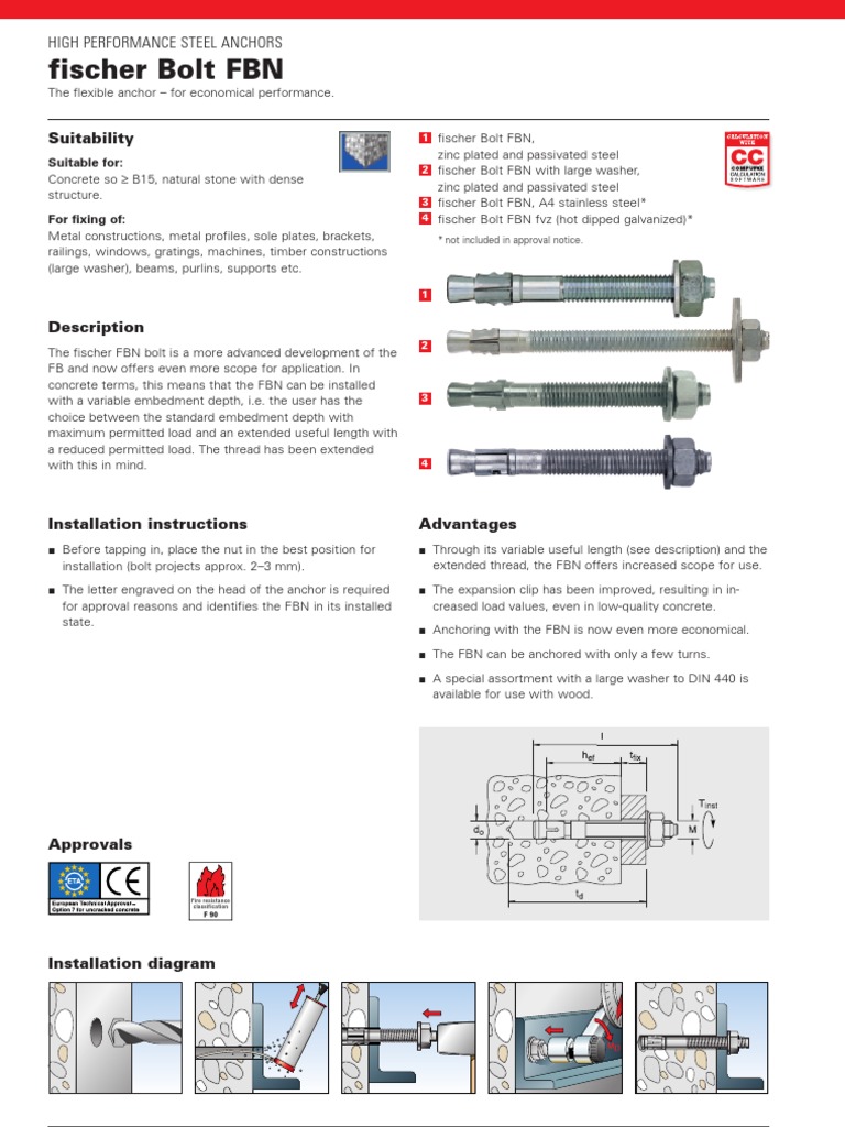 Fischer FBN Anchors | PDF | Anchor | Screw