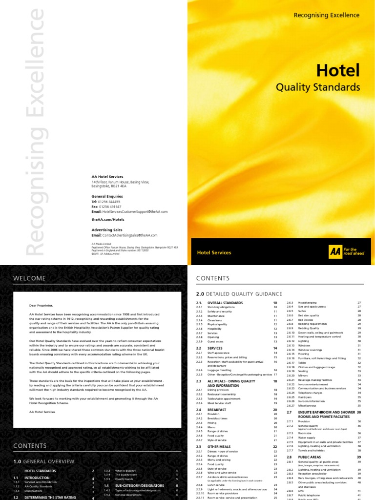 Aa Hotel Quality Standards | PDF | Restaurants | Hotel