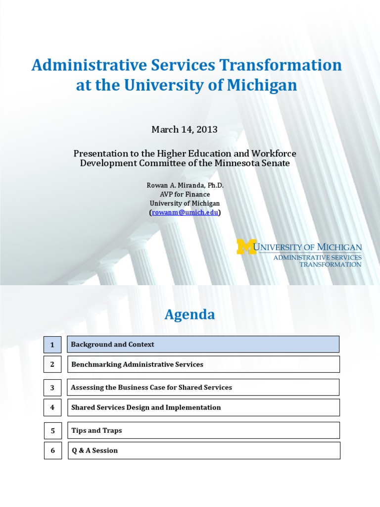 Administrative Services Transformation at The University of Michigan ...