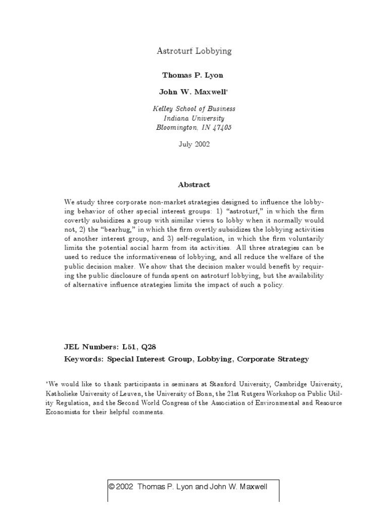 Astroturf Lobbying PDF | PDF