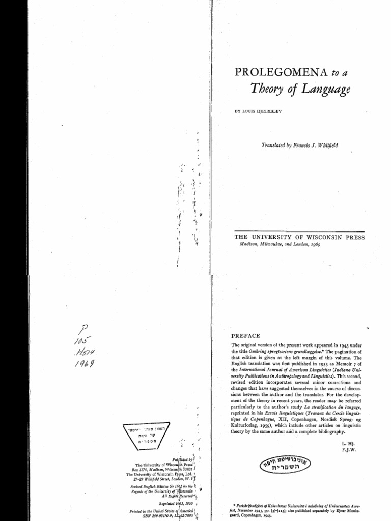 Hjelmslev 1961 - Prolegomena To A Theory of Language | PDF ...