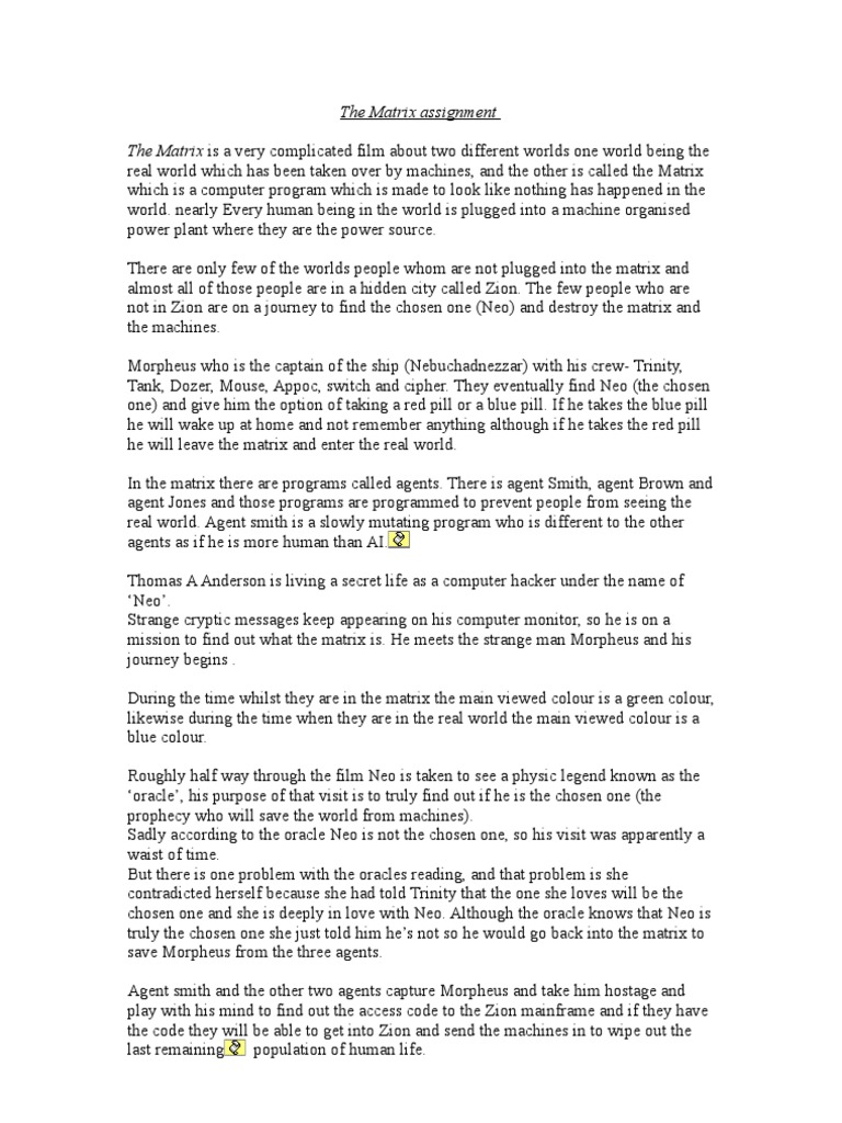 The Matrix Assignment The Matrix Is A Very Complicated | PDF ...