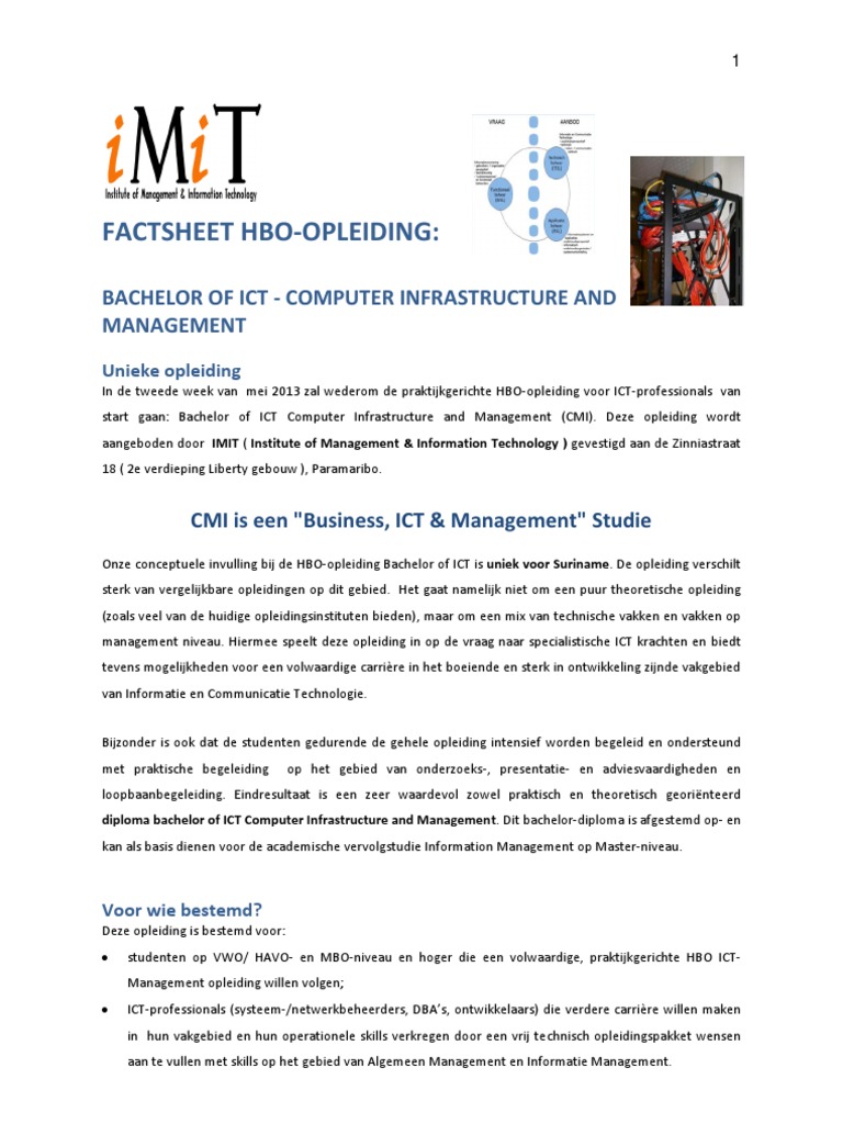 FACTSHEET HBO-OPLEIDING: BACHELOR OF ICT - COMPUTER INFRASTRUCTURE AND ...