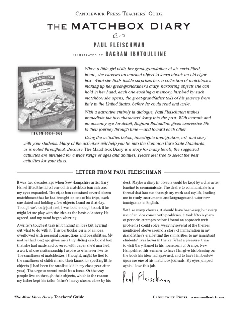 The Matchbox Diary Teachers' Guide | PDF | Reading Comprehension ...