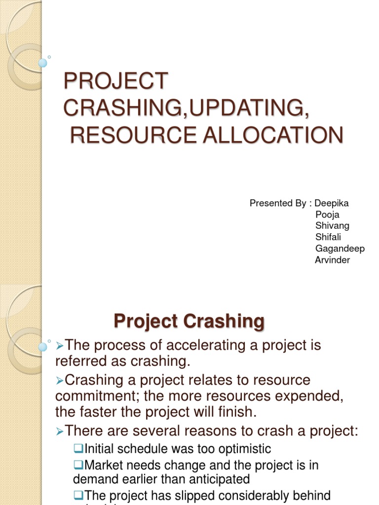 Project Crashing, Updating, and Resource Allocation | PDF | Production And Manufacturing | Business
