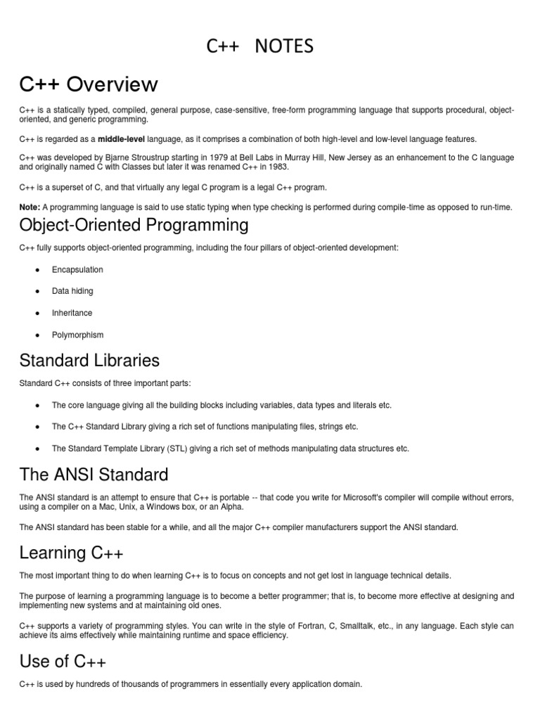C++ Notes | Download Free PDF | Data Type | Parameter (Computer ... C++ Notes | Download Free PDF | Data Type | Parameter (Computer ...