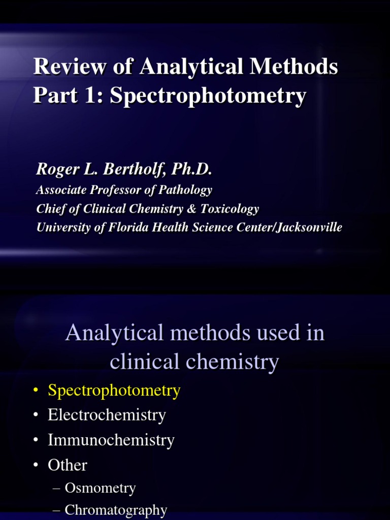 Spectrophotometry in Clinical Chemistry | PDF | Nicotinamide Adenine ...