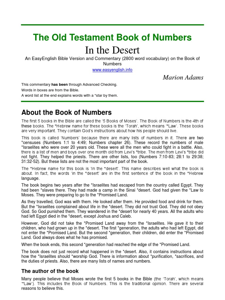 In The Desert: The Old Testament Book of Numbers | PDF | Book Of ...